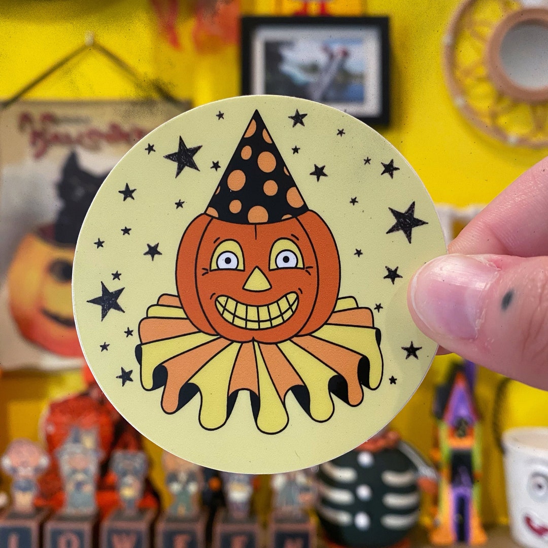 Vintage Halloween, Jack O Lantern Sticker, Vintage Pumpkin, Water ...