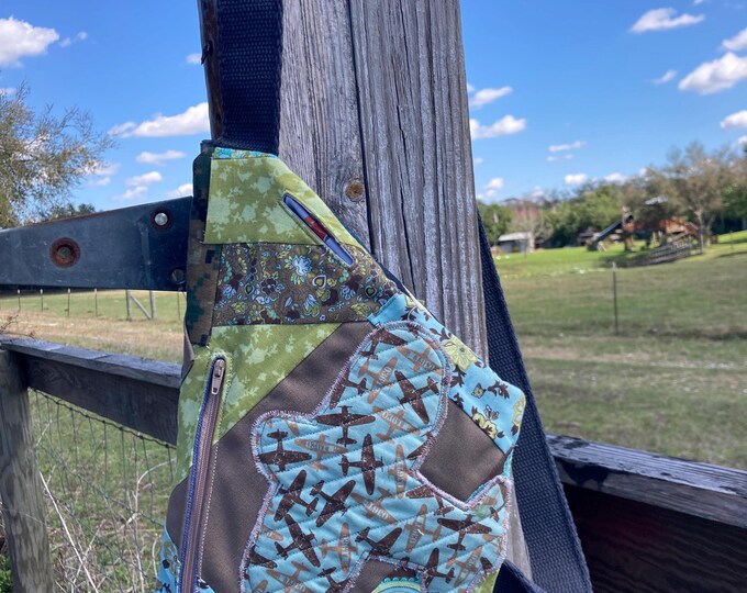 AIRPLANE - Scrappy Fabric - Upcycled Crossbody / Sling Bag - Purse ...
