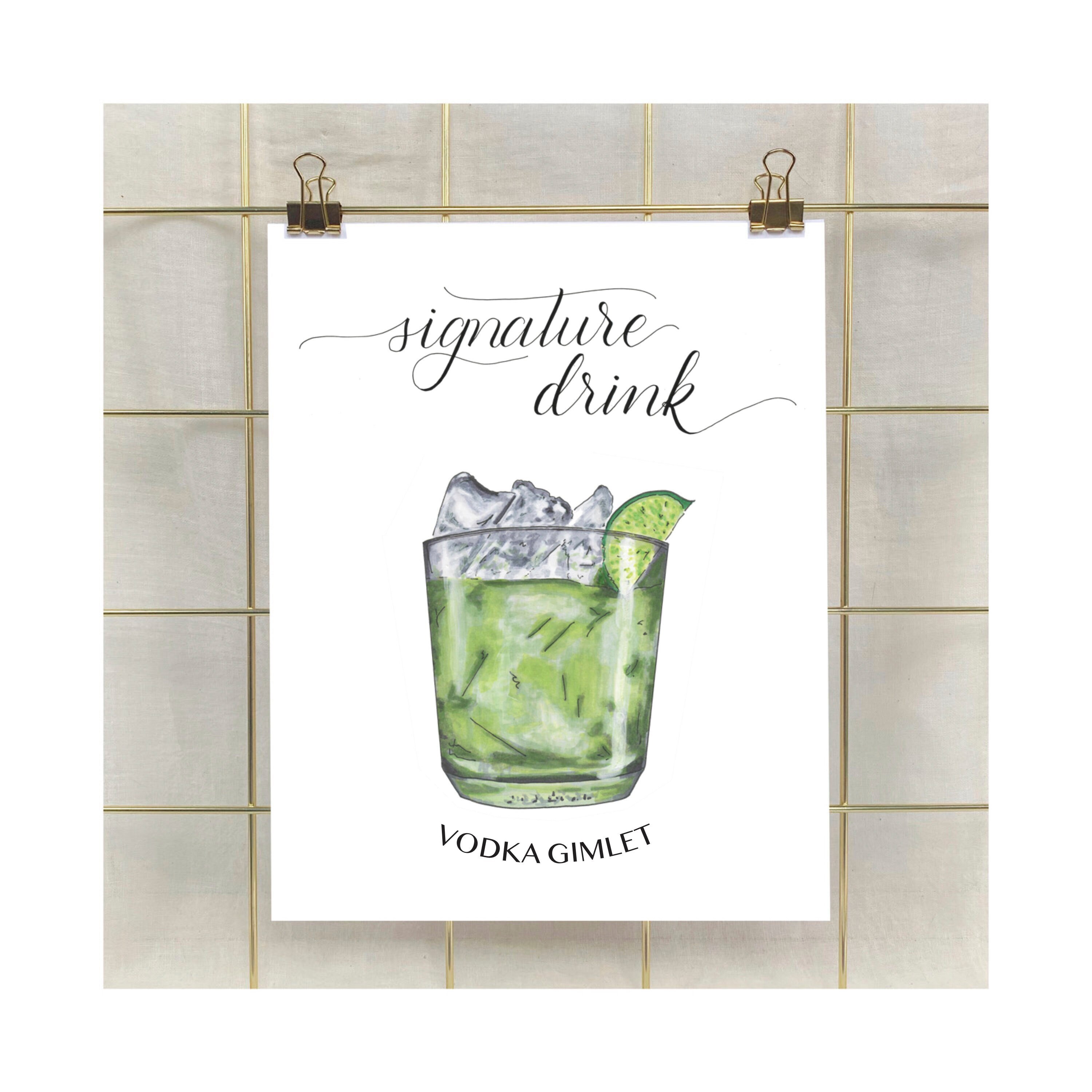 Printable Signature Drink Sign: Vodka Gimlet Digital Download 8x10 - Etsy