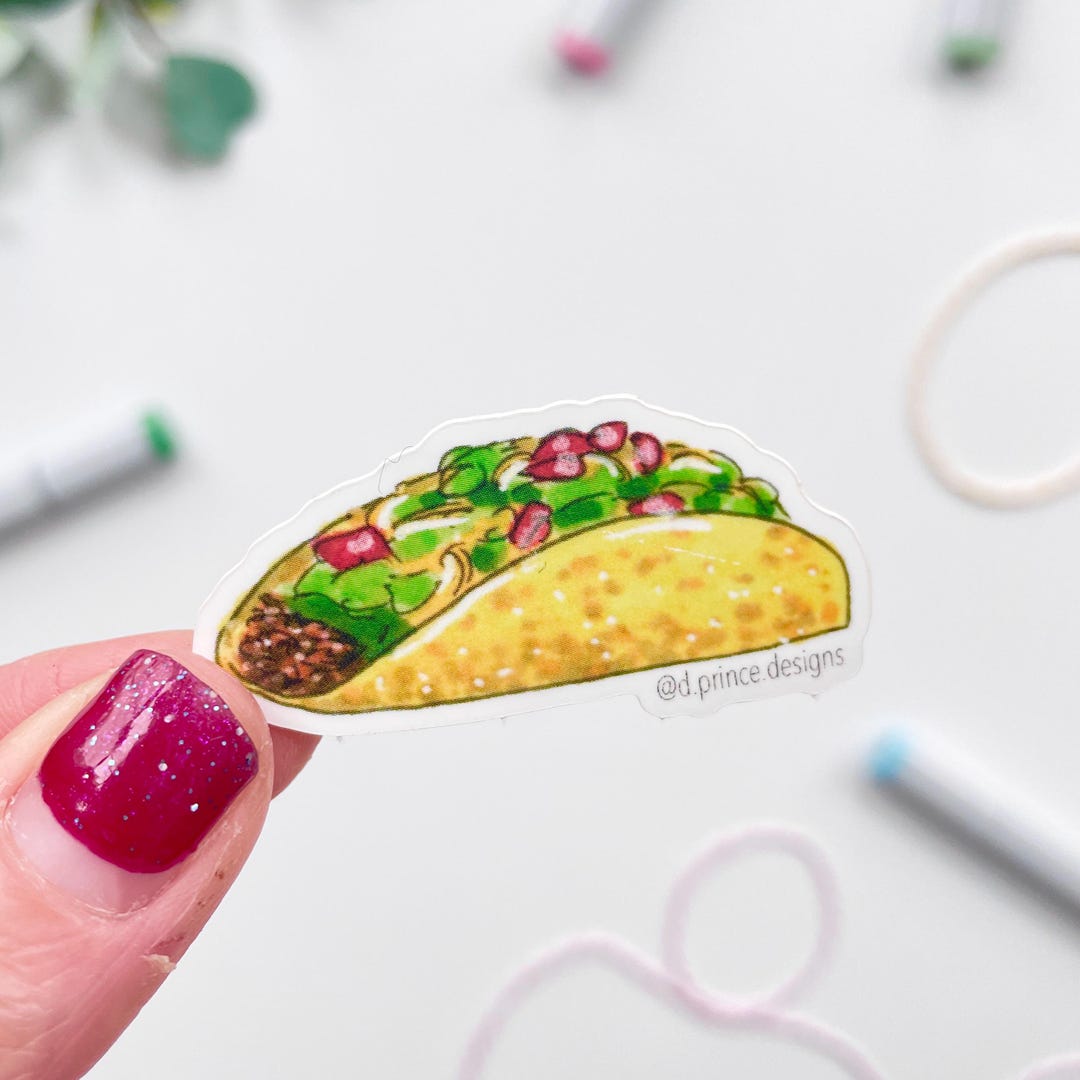 Hand-illustrated Taco Sticker | 2" Sticker - Etsy