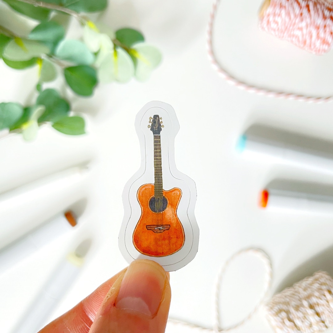 Hand-illustrated Acoustic Guitar Sticker Acoustic Takamine Guitar 2 ...