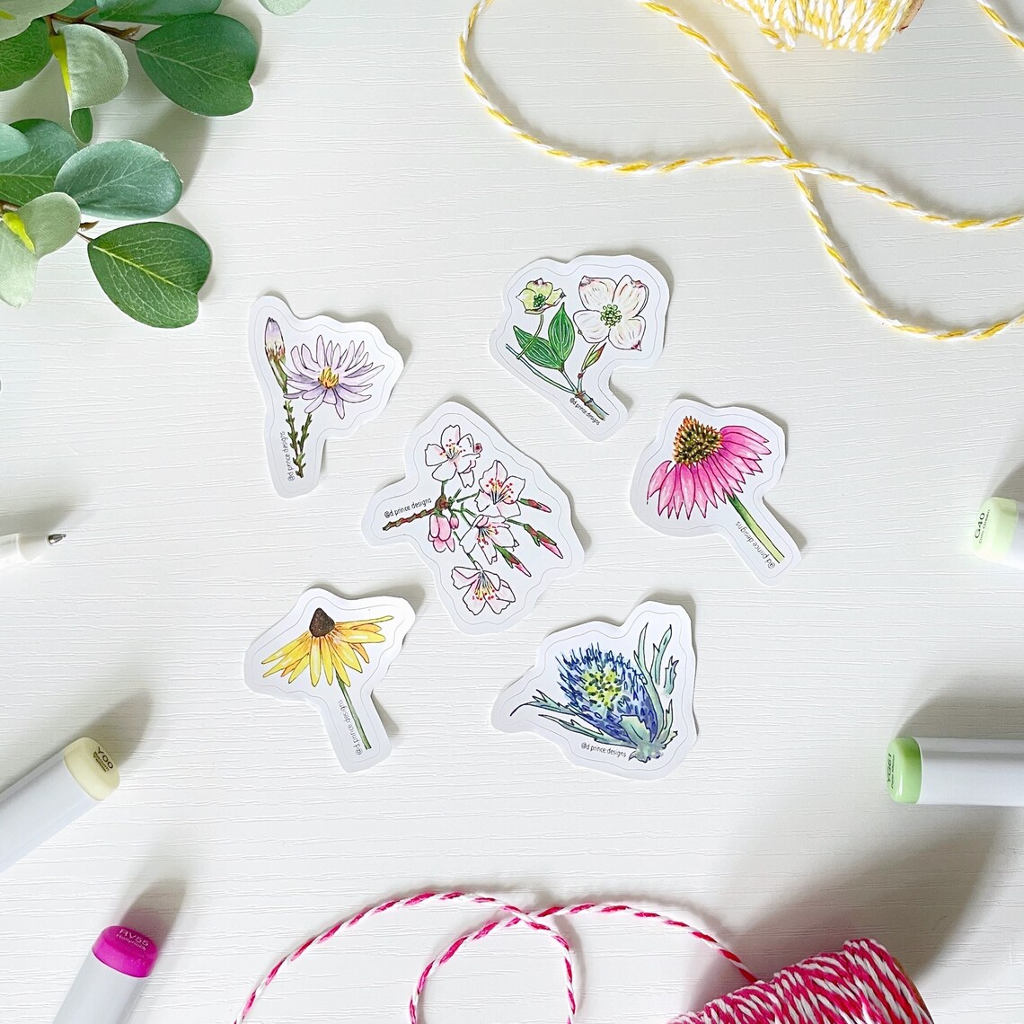 Hand-illustrated Cherry Blossoms Flower Sticker Yoshino Cherry Blossom ...