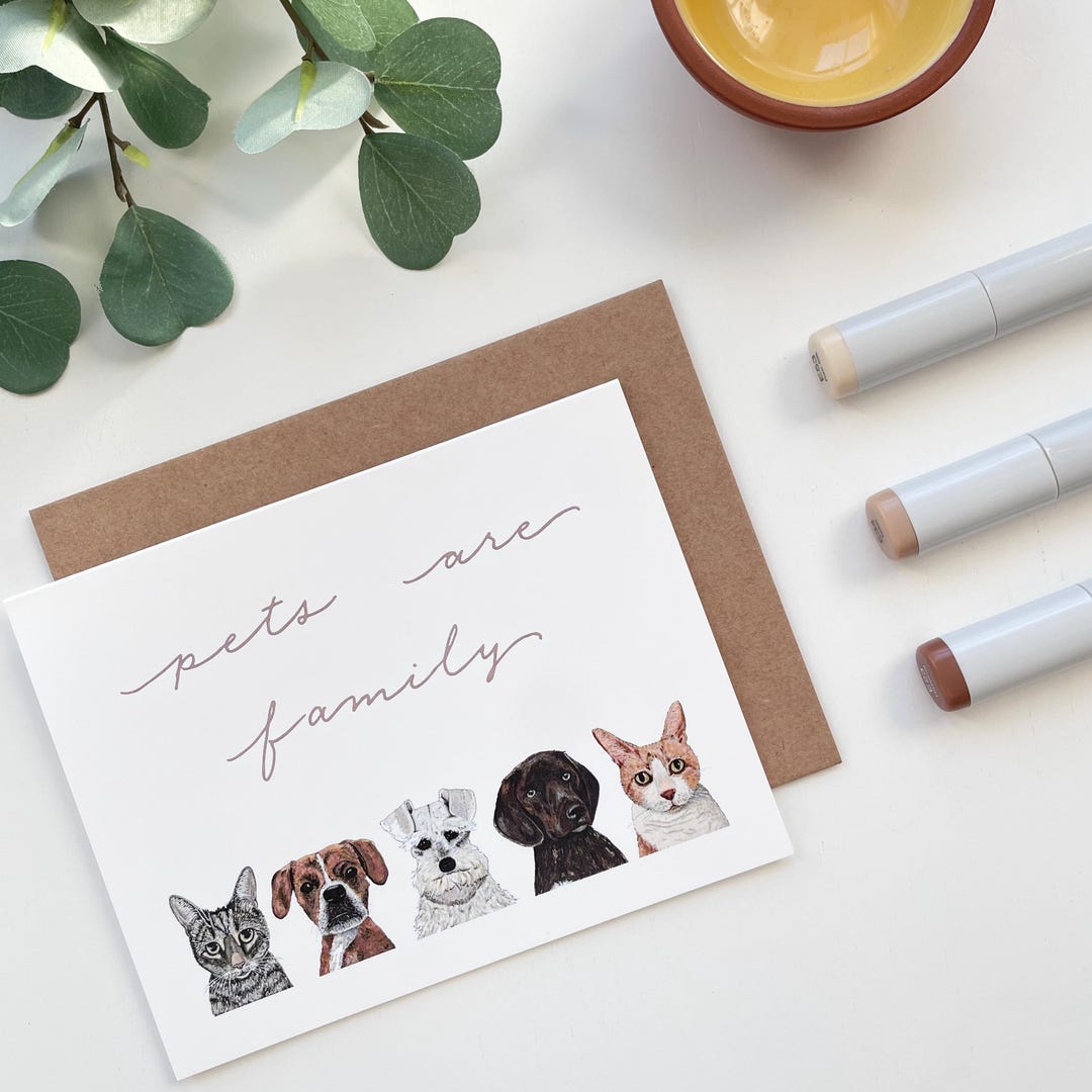 Pets Are Family | Hand Illustrated Greeting Card - Etsy