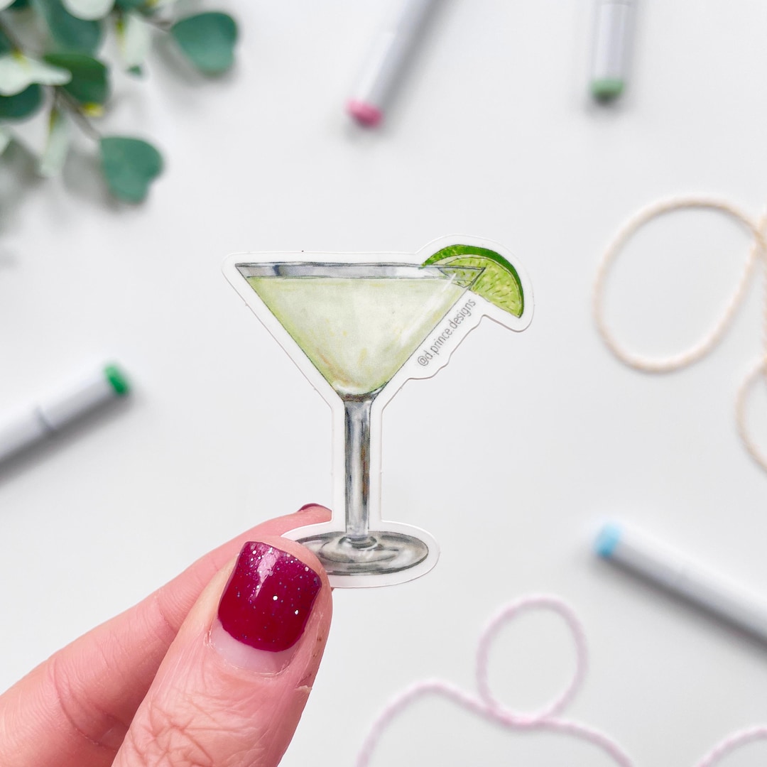 Hand-illustrated Gimlet in Martini Glass Cocktail Sticker | 2" Sticker ...
