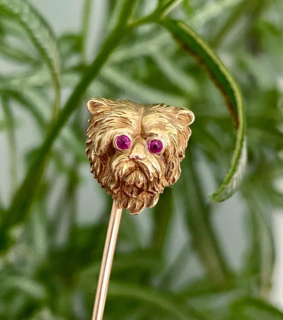 Edwardian 14K Gold Dog Stickpin With Ruby Eyes - Etsy