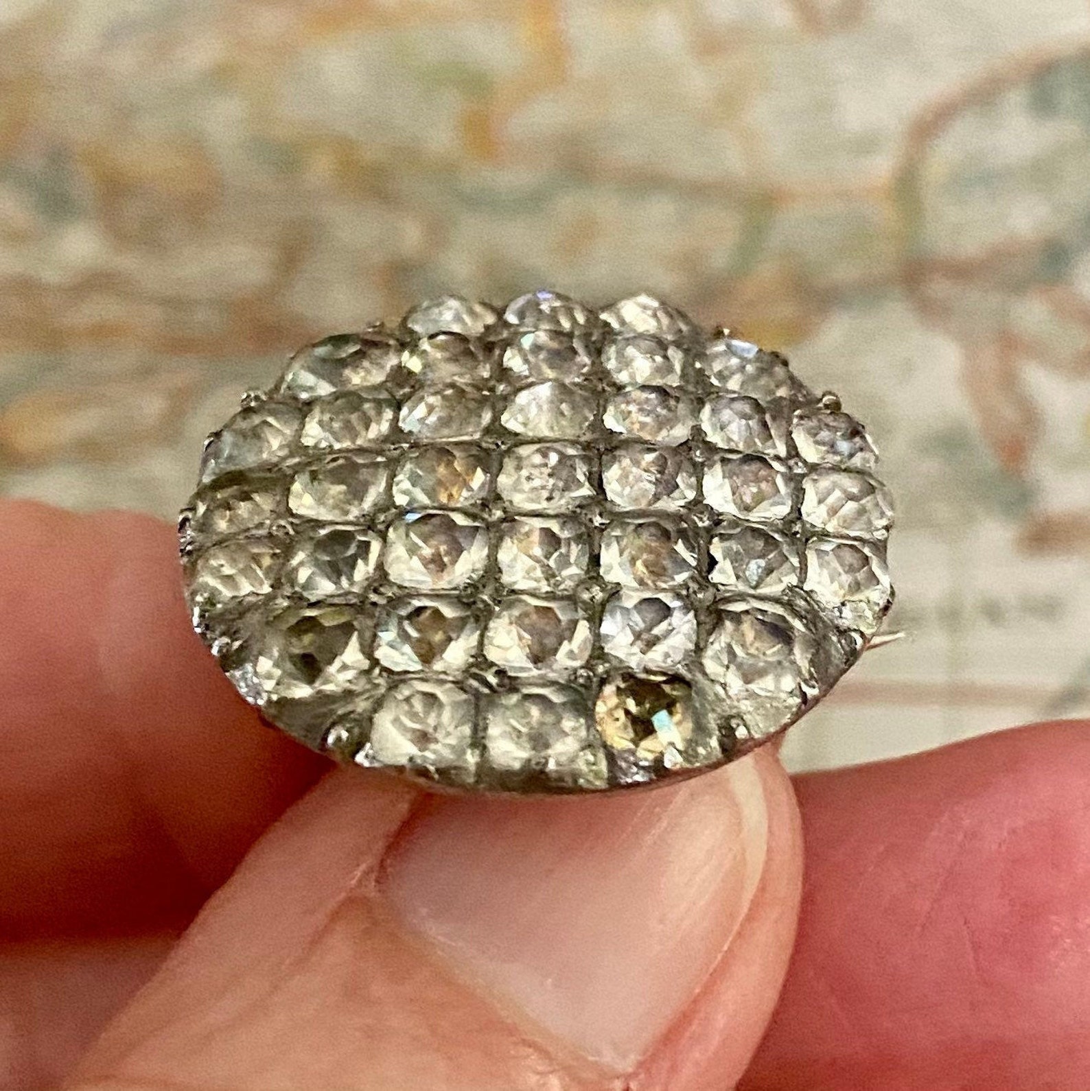 Georgian Antique Paste Button Brooch - Etsy