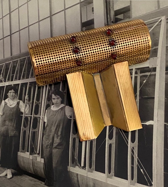 Mid Century Modern Machine Age Brooch - Gem