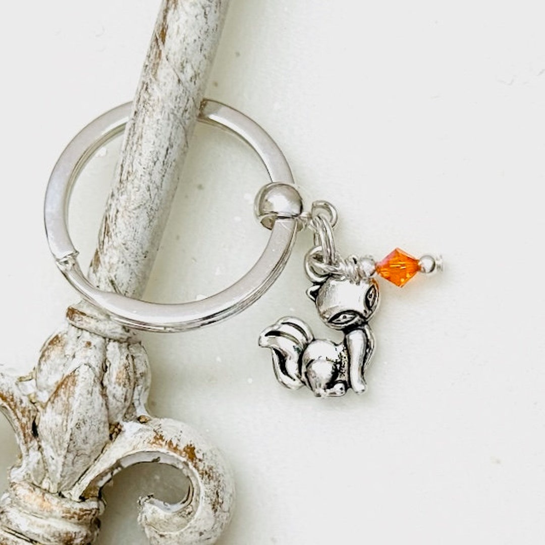 Fox Keyring Woodland Theme, Fox With Crystal Drop for Nature Lover or ...