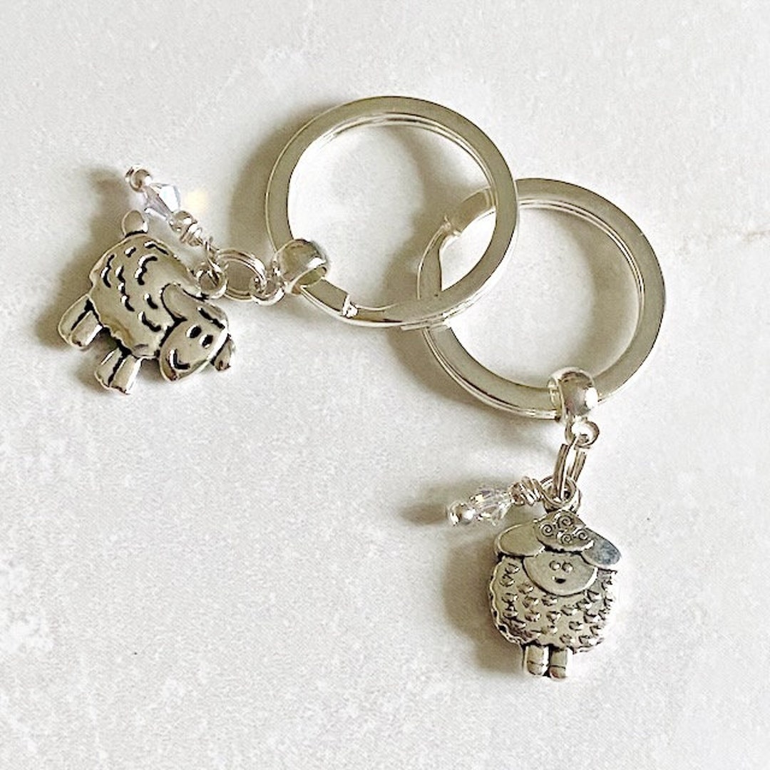 Sheep Charm Key Ring Fob Hand Made Uk, Farm Animal Charm, Farm Animal ...