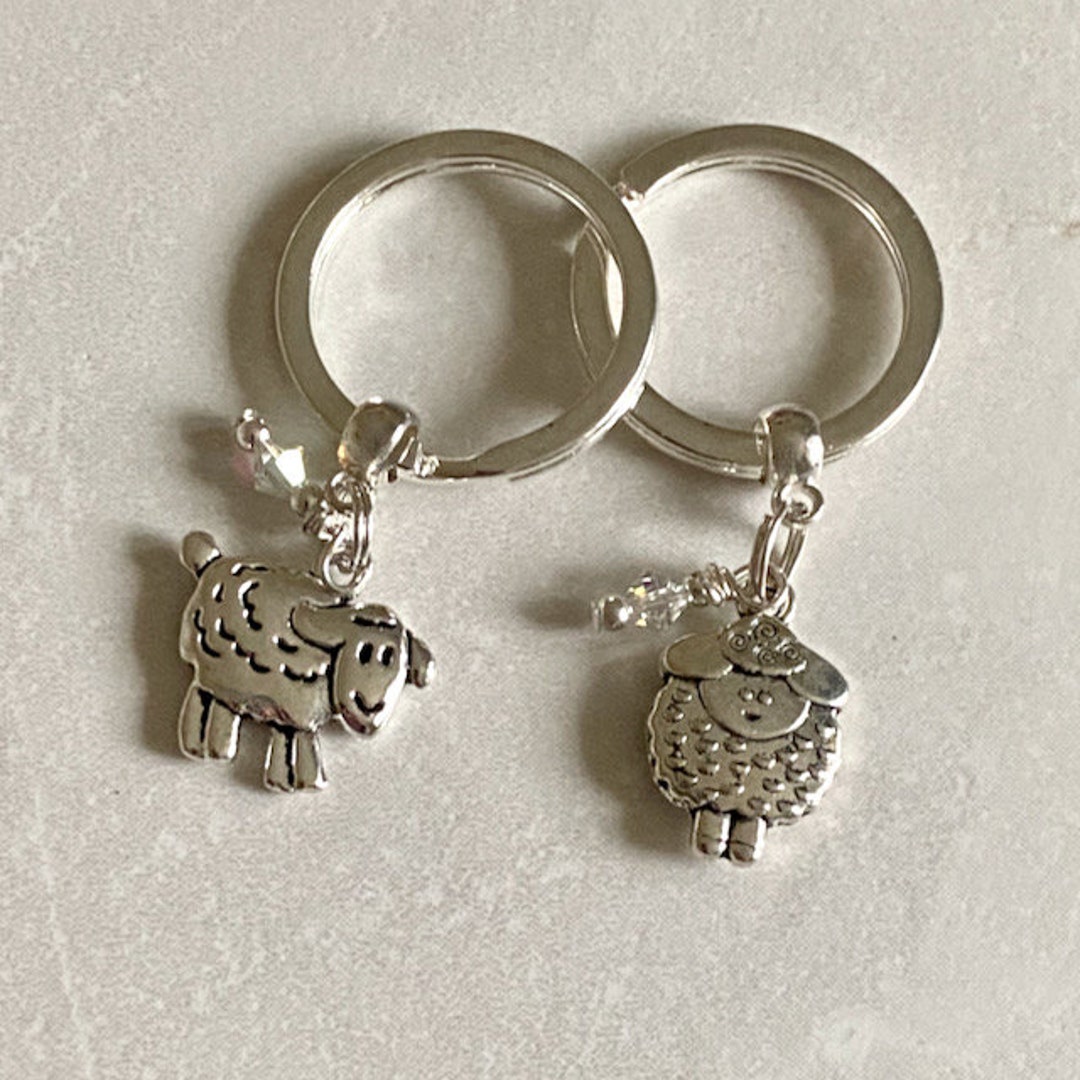 Sheep Charm Key Ring Fob Hand Made Uk, Farm Animal Charm, Farm Animal ...