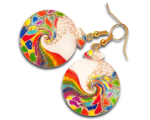 Rainbow Earrings Multi Color Earrings Colorful Earrings Gay Etsy