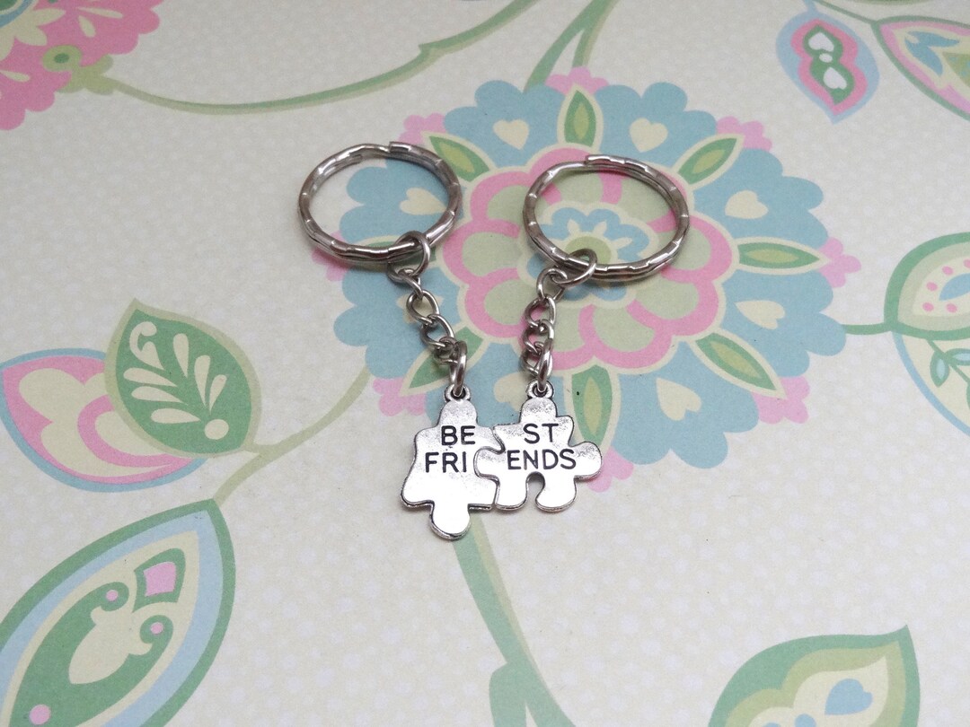 A Set of 2 Silver Best Friends Key Chain/friendship - Etsy