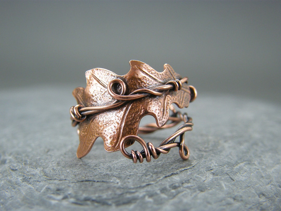 Adjustable Copper Oak Leaf Ring: Nature Inspired Bohemian Jewelry - Etsy