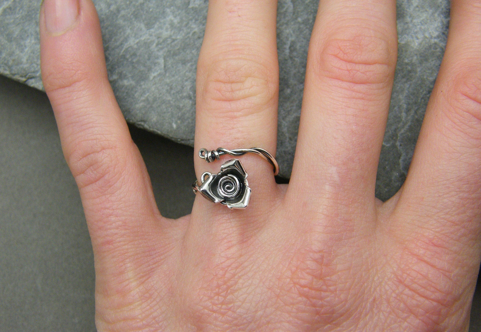 Silver Rose Ring Sterling Silver Rose Ring Unique Silver - Etsy UK