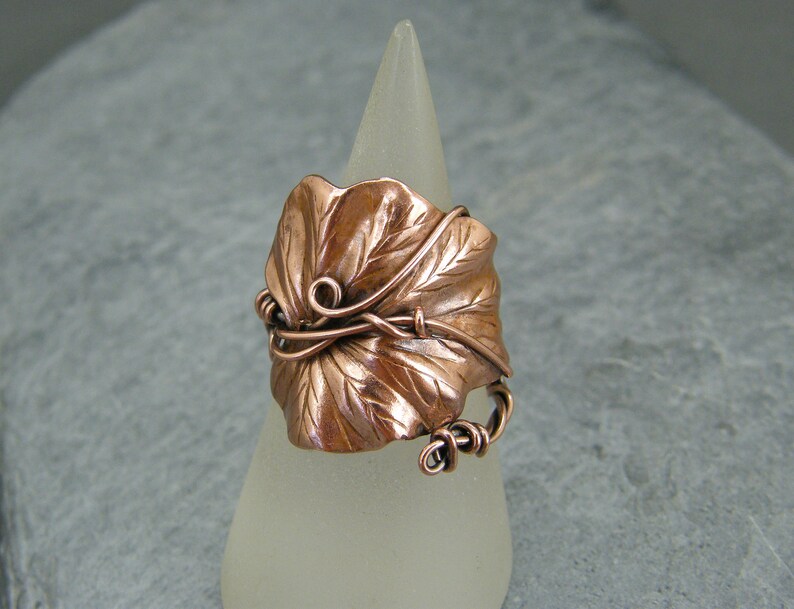 Leaf ring Copper ring Woodland leaf ring Adjustable ring | Etsy