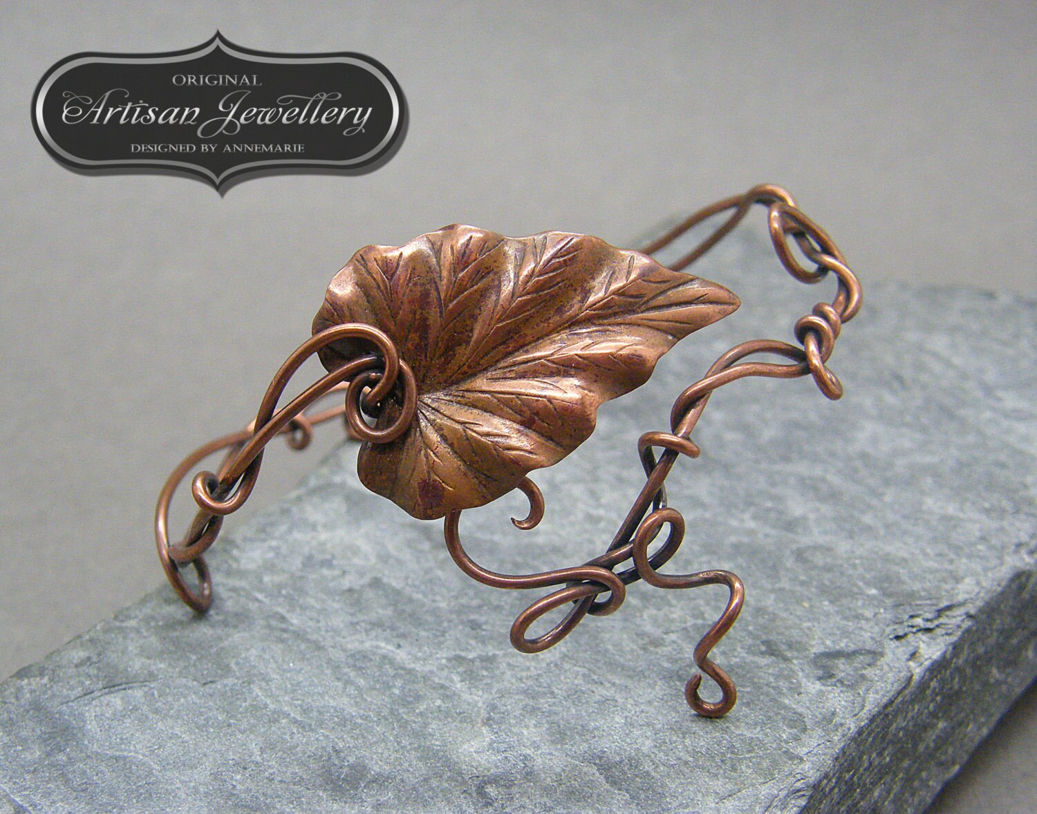 Adjustable Bangle Leaf Bracelet Copper Bangle Gift for - Etsy