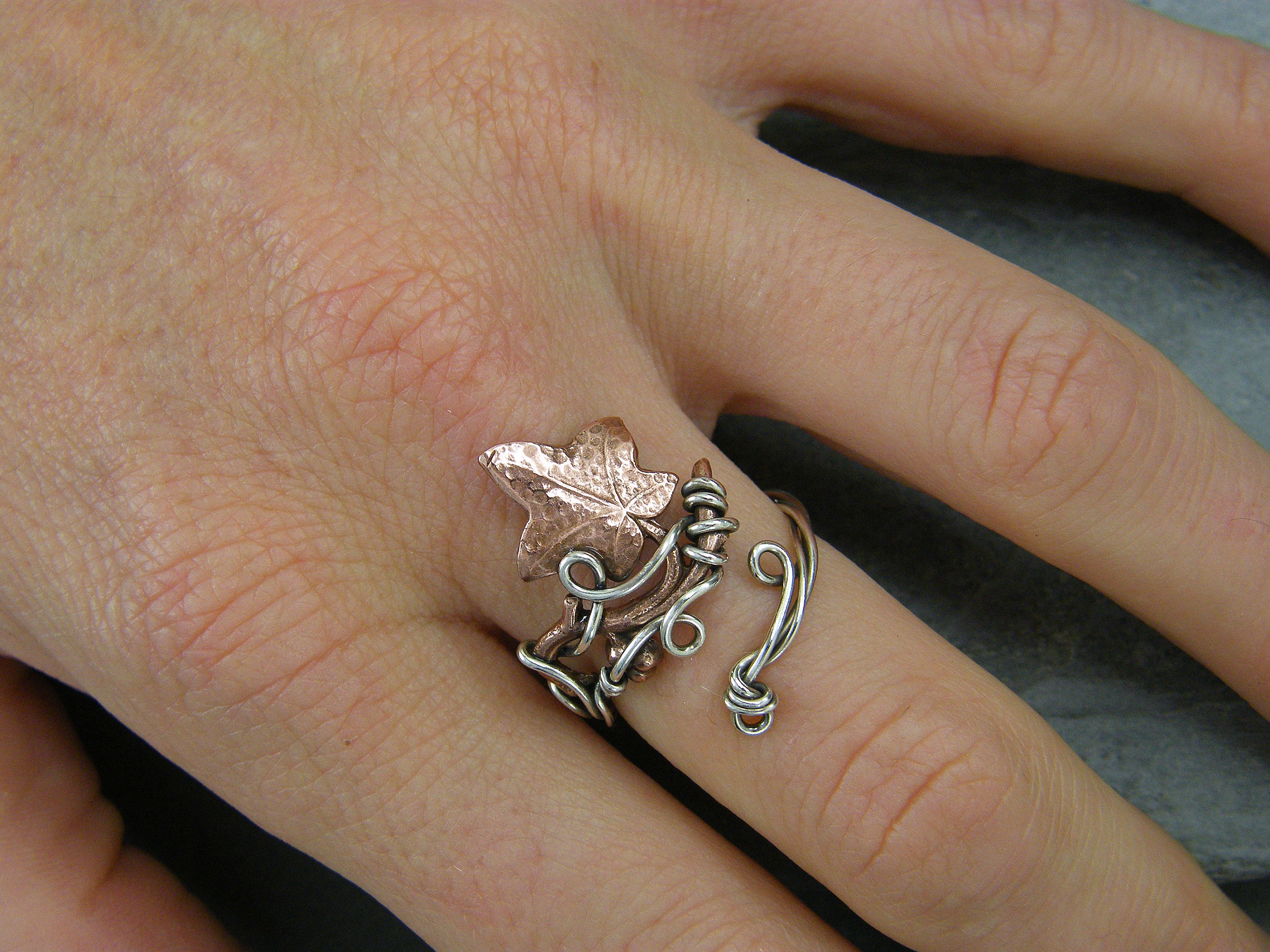 Adjustable Ring Leaf Ring Copper Leaf Ring Silver Leaf | Etsy UK