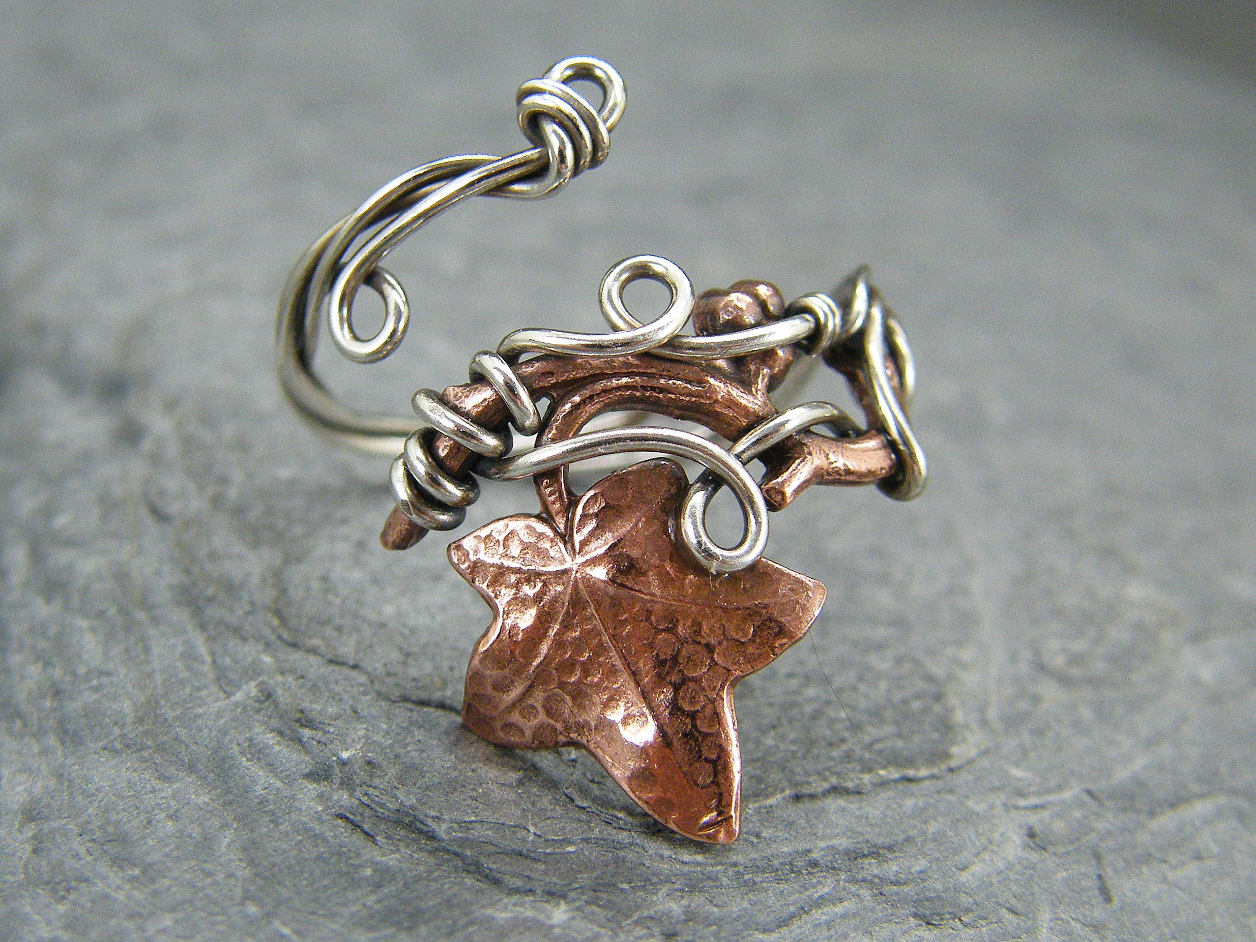 Adjustable Ring Leaf Ring Copper Leaf Ring Silver Leaf | Etsy UK