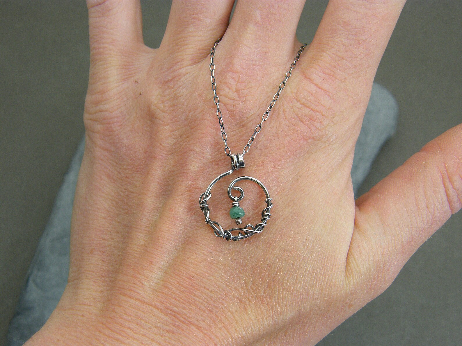 May Birthstone Necklace Emerald Necklace Emerald Pendant - Etsy