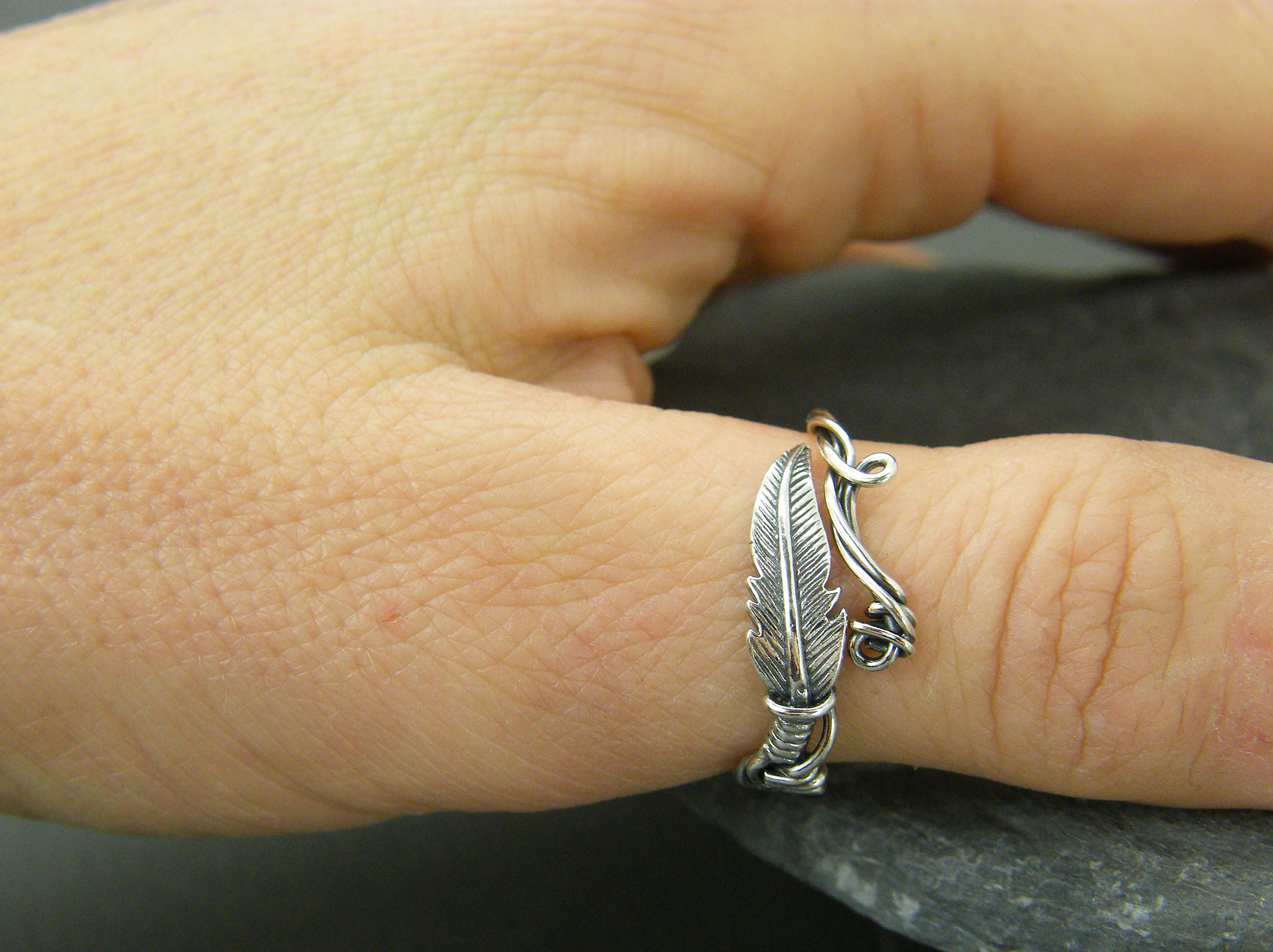 Anillo de plumas Joyería de plumas para mujer Anillo de | Etsy