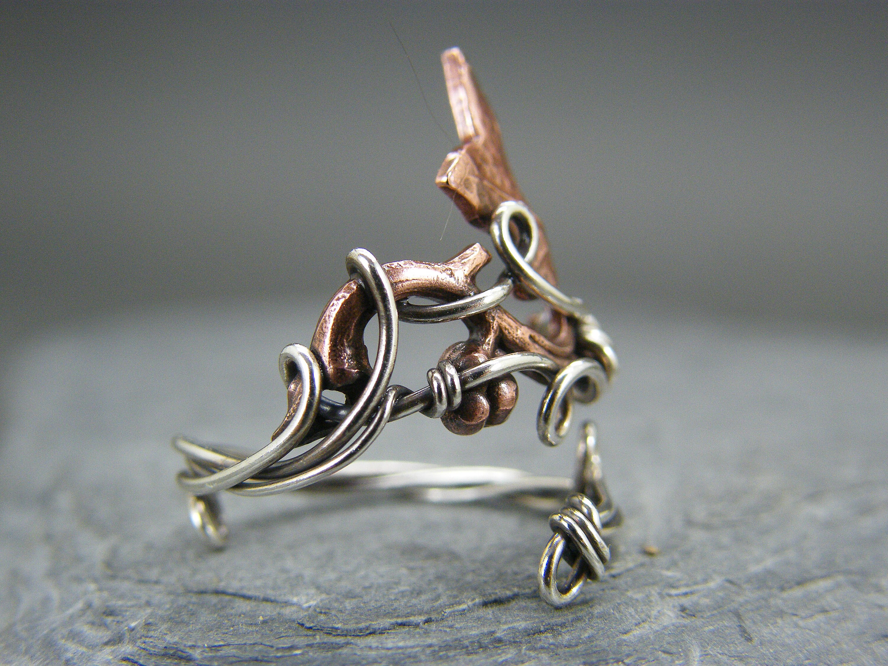 Adjustable Ring Leaf Ring Copper Leaf Ring Silver Leaf | Etsy UK