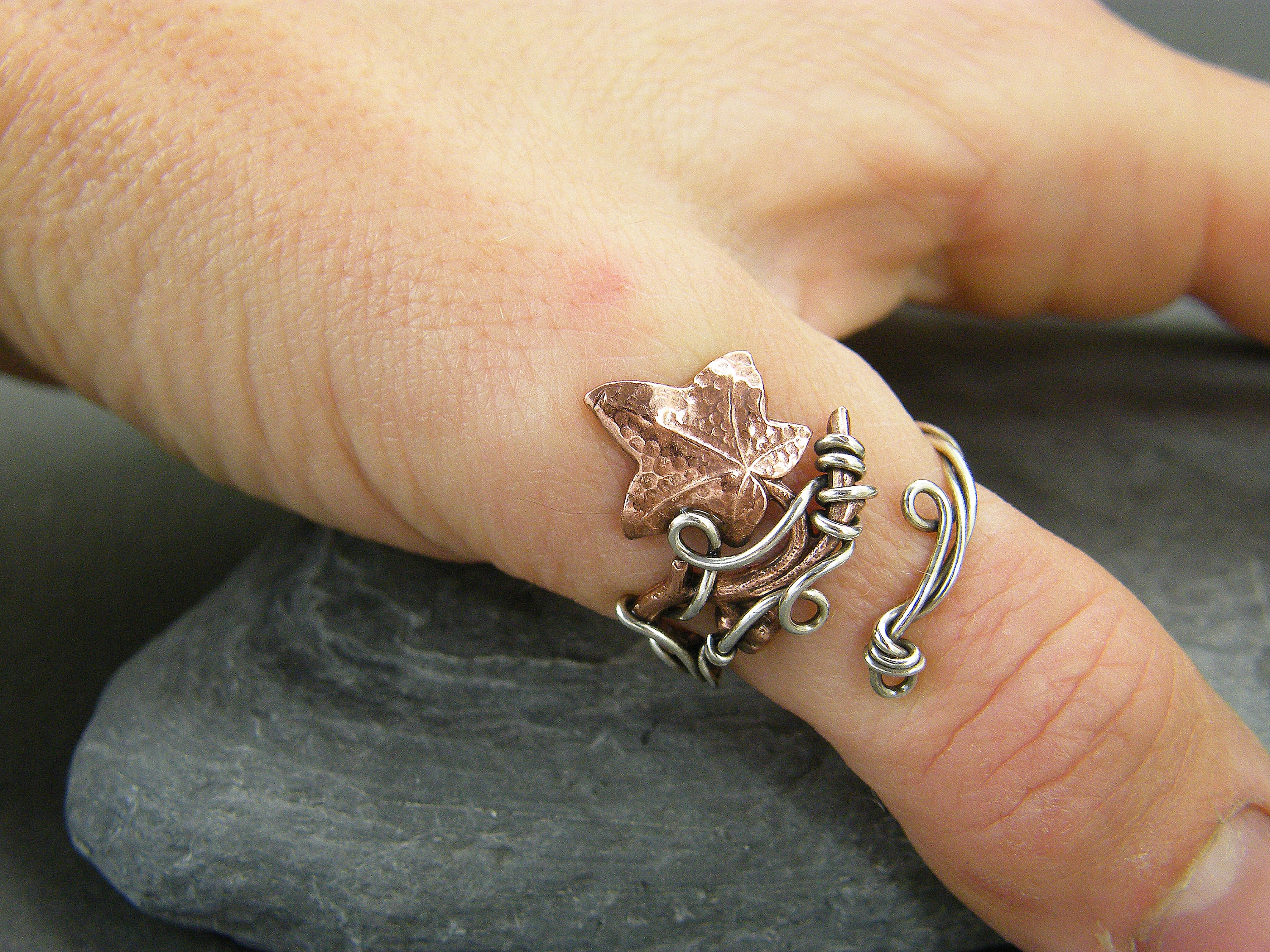 Adjustable Ring Leaf Ring Copper Leaf Ring Silver Leaf | Etsy UK