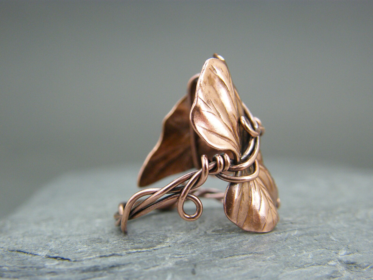 Leaf Ring Copper Ring Woodland Leaf Ring Adjustable Ring - Etsy UK