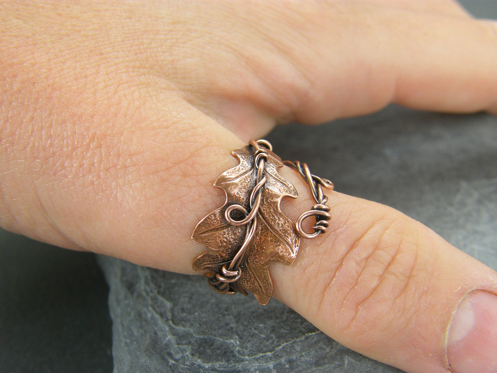 Leaf Ring Oak Leaf Ring Thumb Ring Adjustable Ring | Etsy UK