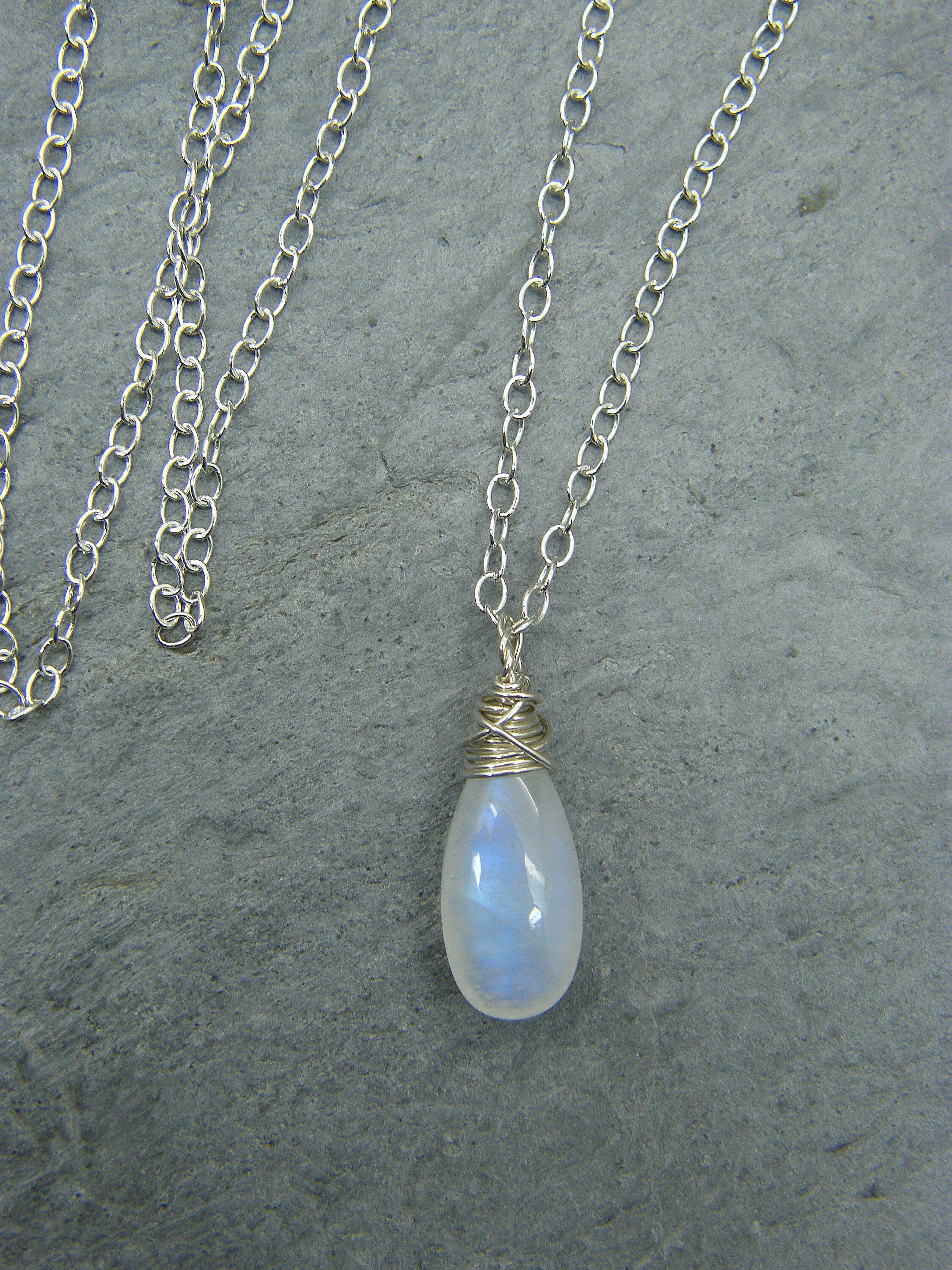 Moonstone necklace Blue moonstone Moonstone pendant | Etsy