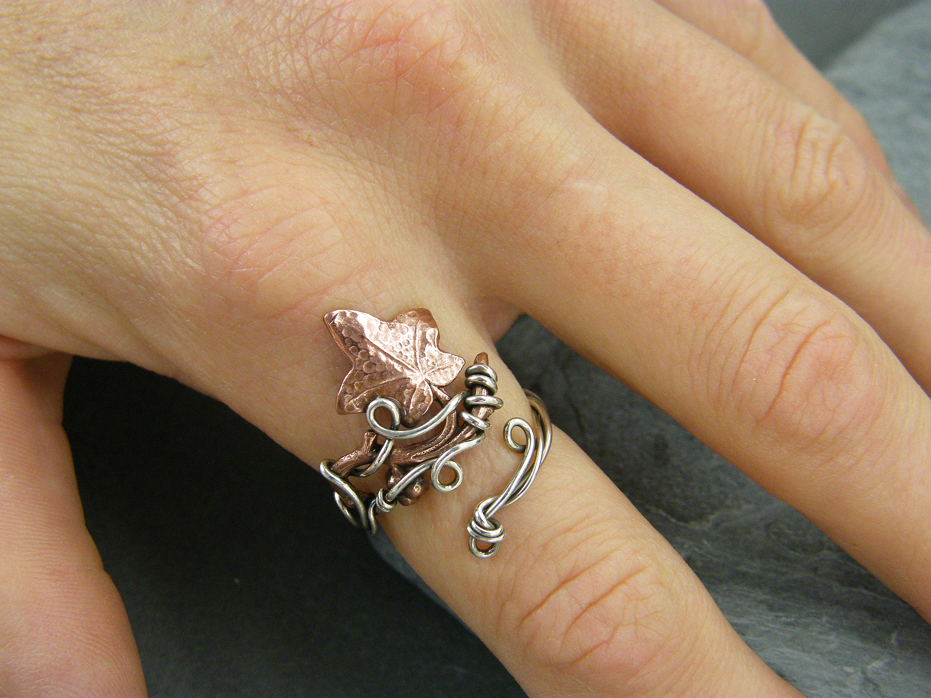 Adjustable Ring Leaf Ring Copper Leaf Ring Silver Leaf | Etsy UK