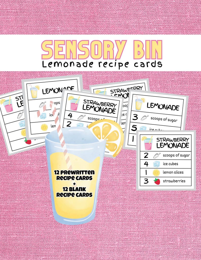Lemonade Recipe Cards for Preschool Sensory Bin - Etsy