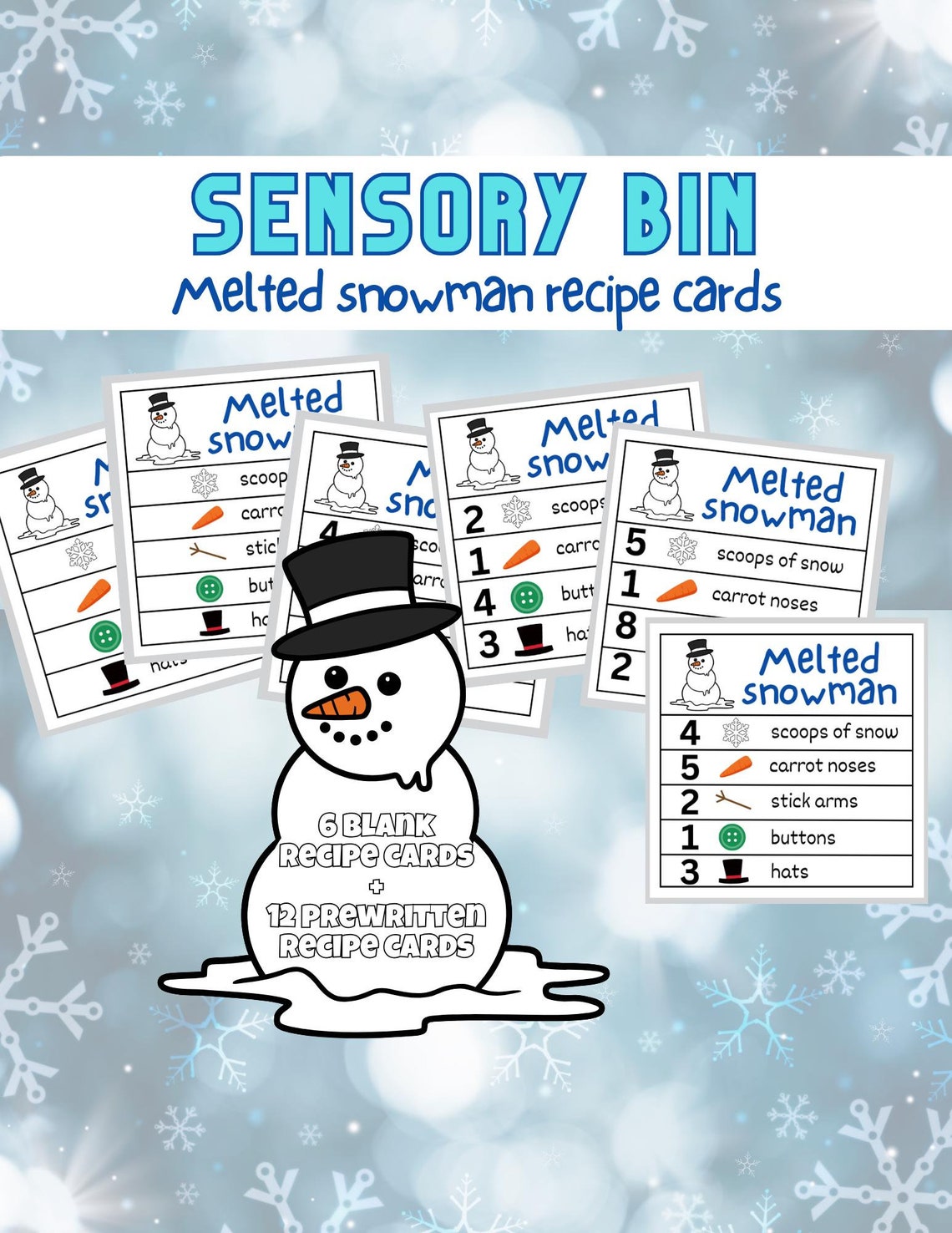 Melted Snowman Recipe Cards for Preschool Sensory Bin - Etsy