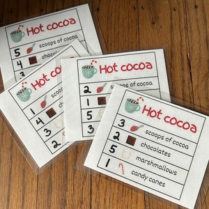 Hot Cocoa Recipe Cards for Preschool Sensory Bin - Etsy