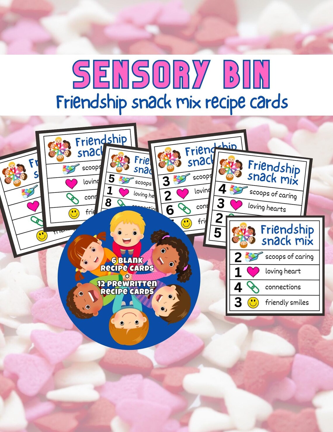 Friendship Snack Mix Recipe Cards for Preschool Sensory Bin - Etsy