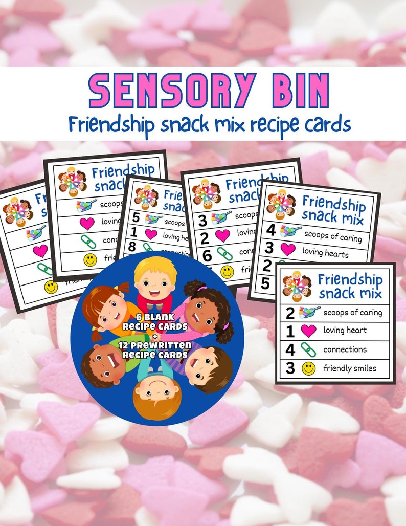 Friendship Snack Mix Recipe Cards for Preschool Sensory Bin - Etsy