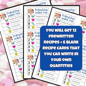 Friendship Snack Mix Recipe Cards for Preschool Sensory Bin - Etsy