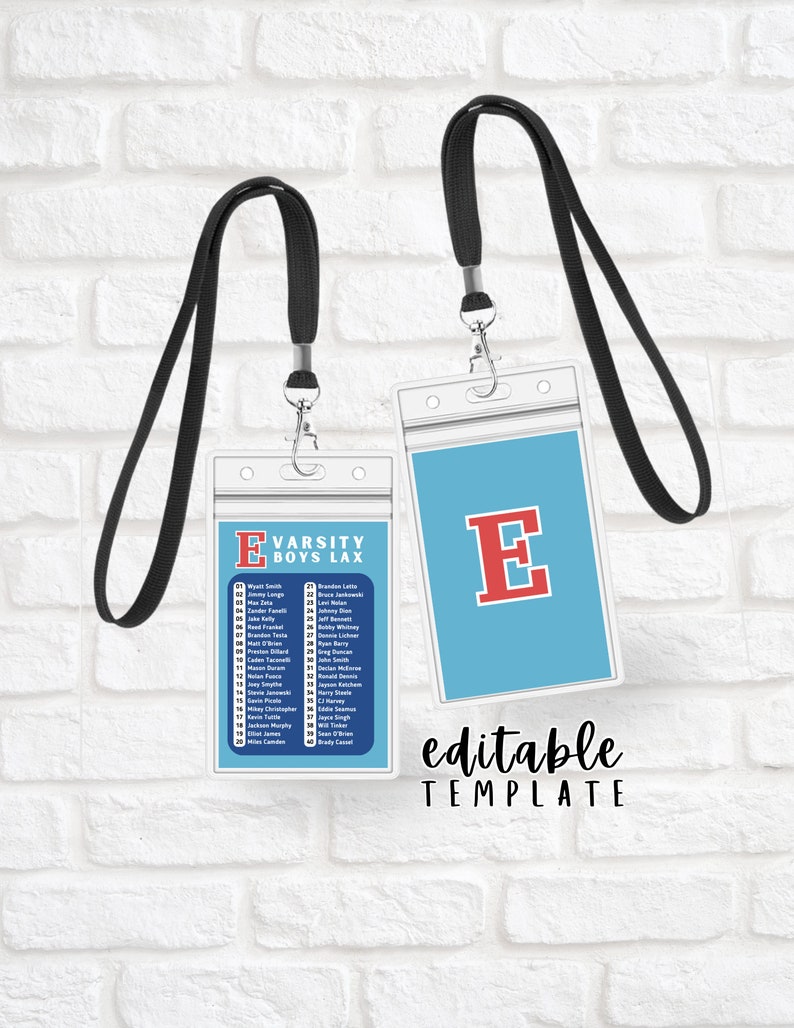 EDITABLE Team Roster Card TEMPLATE 4 - W/two Columns, Color Block - You ...