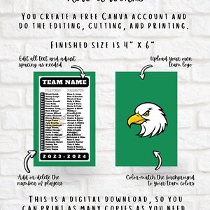 Editable Team Roster Card Template: Canva Design (digital Download) #1 ...