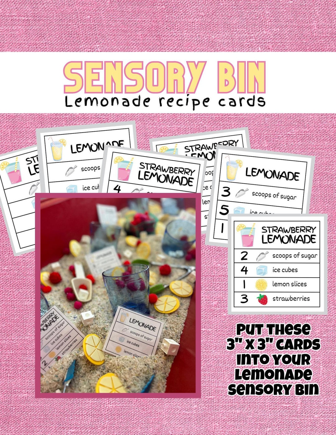 Lemonade Recipe Cards for Preschool Sensory Bin - Etsy