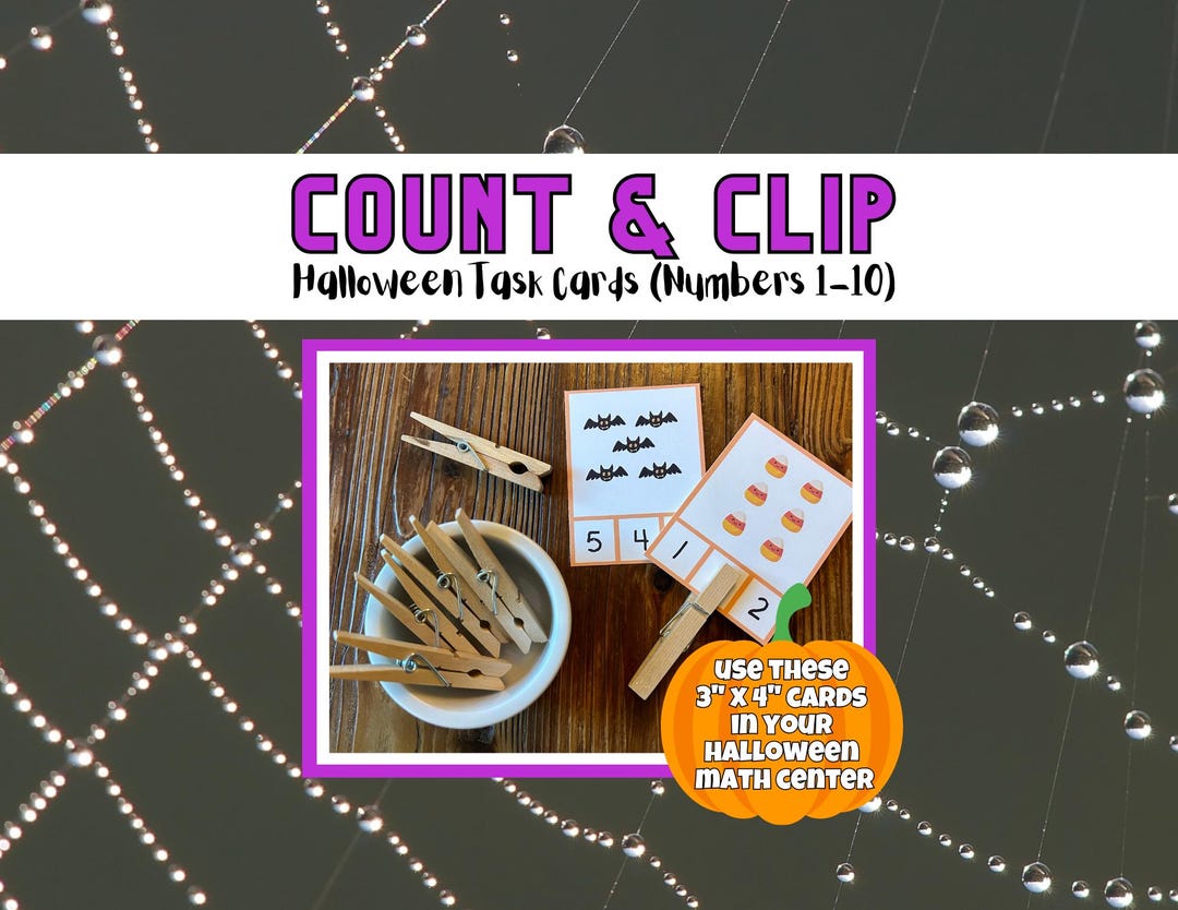 Halloween Count & Clip Cards (numbers 1-10) - Etsy