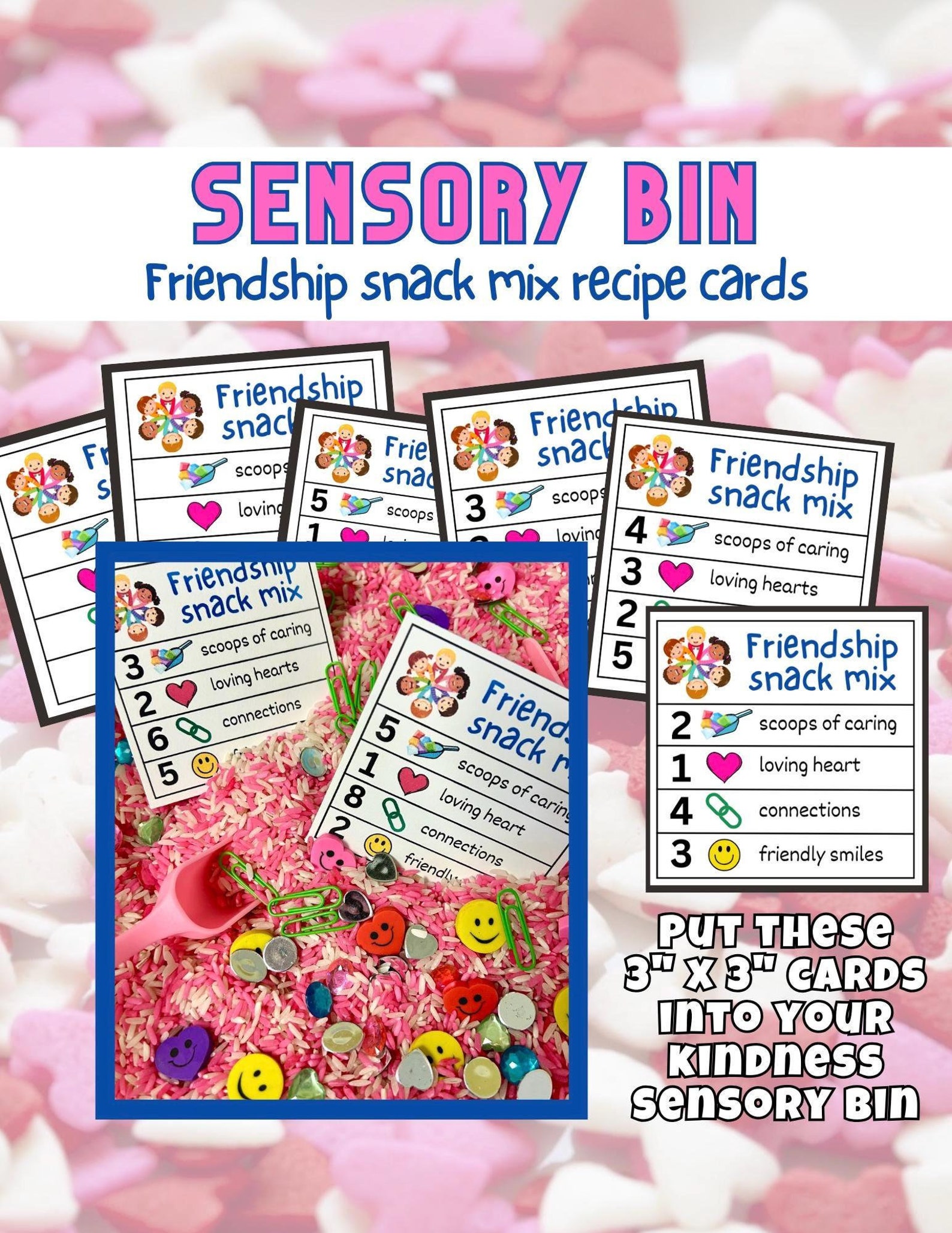 Friendship Snack Mix Recipe Cards for Preschool Sensory Bin - Etsy