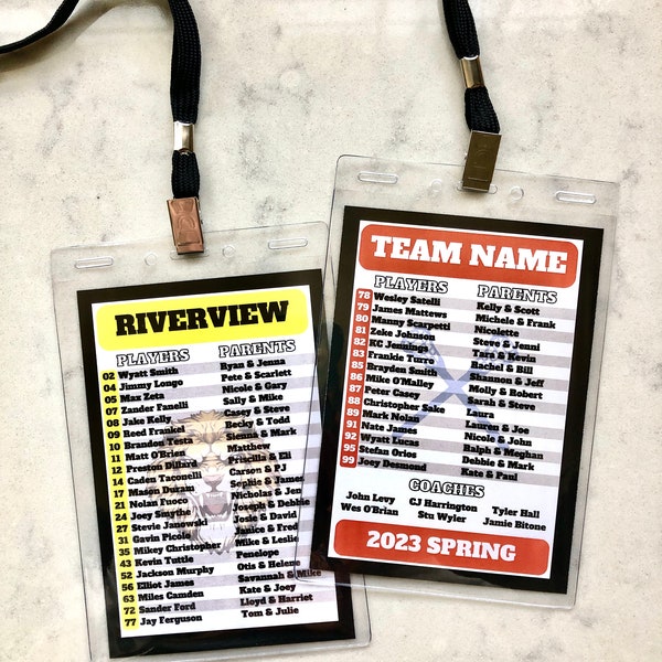 Team Roster Laminated - Etsy