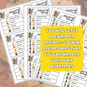 Fall "squirrel Soup" Recipe Cards for Preschool Sensory Bin - Etsy