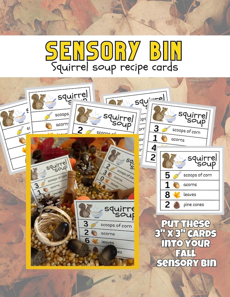 Fall "squirrel Soup" Recipe Cards for Preschool Sensory Bin - Etsy