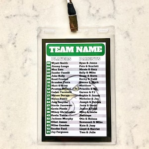 Team Roster Cards With Parent Names Personalized With Your - Etsy