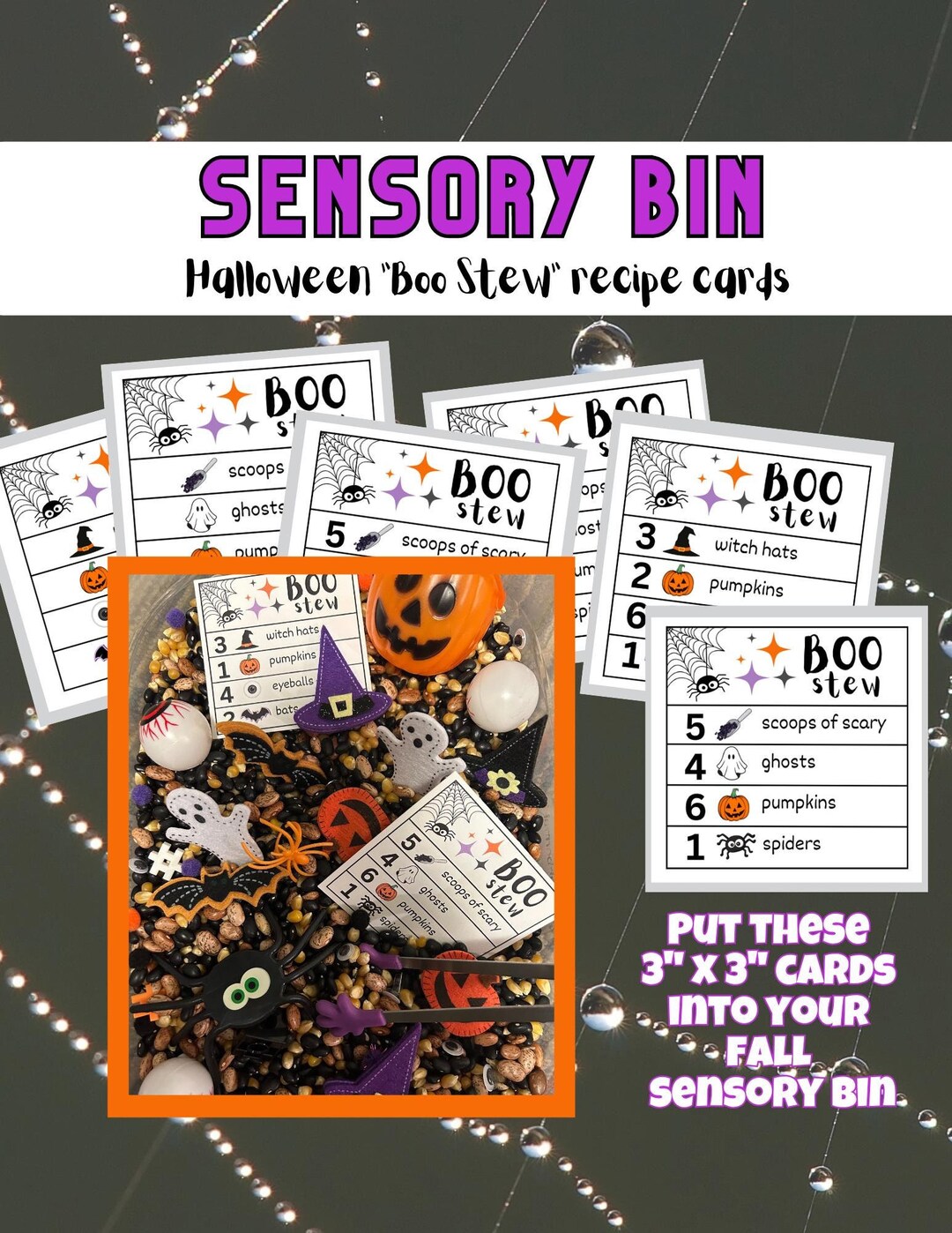 Halloween "boo Stew" Recipe Cards for Preschool Sensory Bin - Etsy