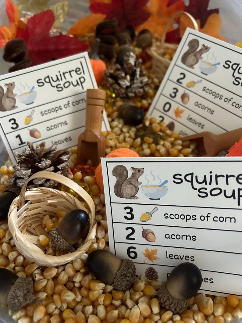 Fall "squirrel Soup" Recipe Cards for Preschool Sensory Bin - Etsy