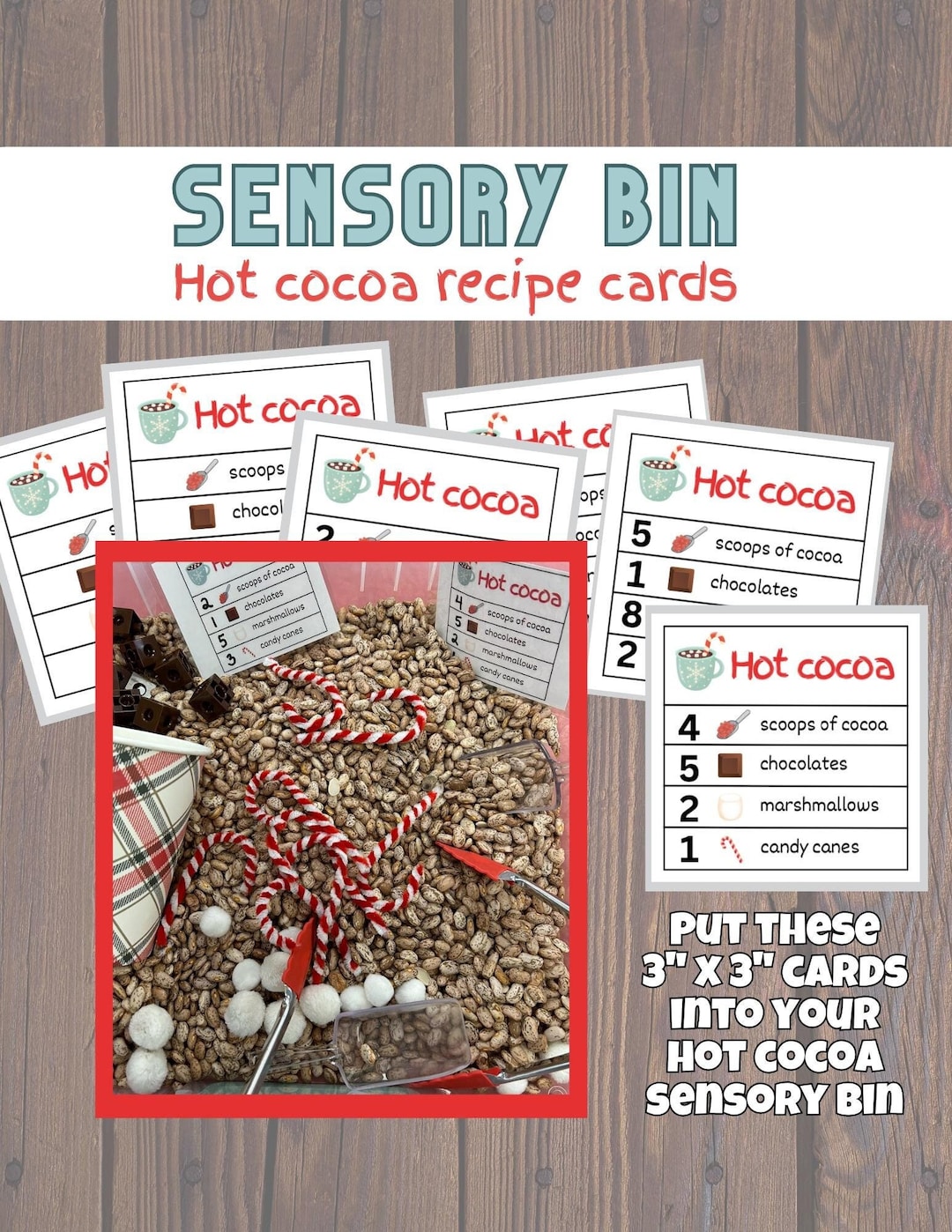 Hot Cocoa Recipe Cards for Preschool Sensory Bin - Etsy