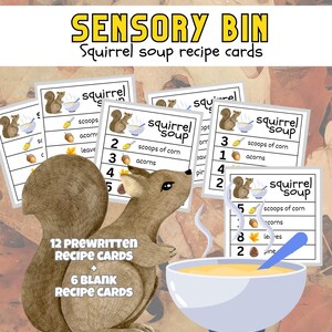 Fall "squirrel Soup" Recipe Cards for Preschool Sensory Bin - Etsy