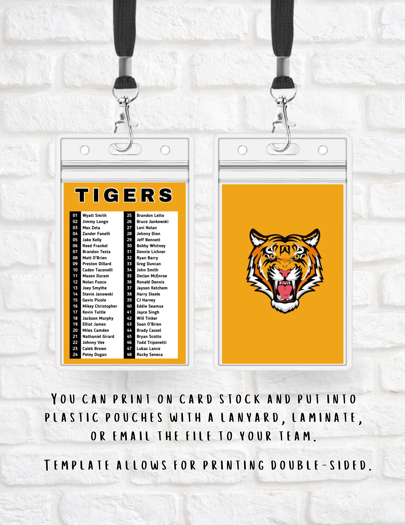 Editable Team Roster Card Template: Two-sided, Customizable Design ...